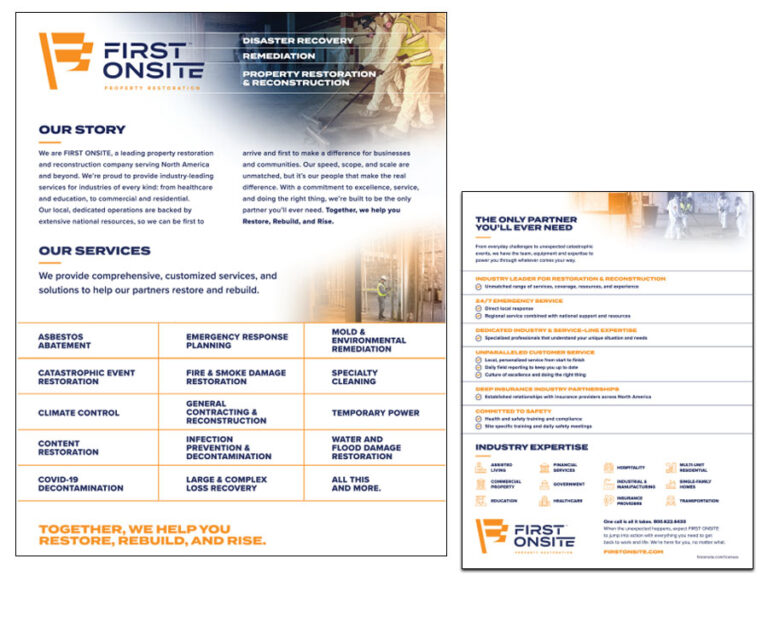 First Onsite History Flyer – Bravo Printing and Promotions